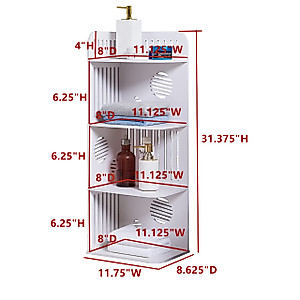 Kings Brand Furniture - Olivia 4-Tier Corner Storage Shelf Organizer for Bathroom, Living Room, Kitchen, White