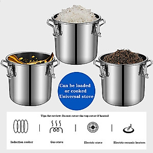 Stockpots Large Stock Pot,304 Stainless Steel Sealed Bucket, Sealed jar with lid，Double-layer Thickened, 24-hour Heat Preservation (Color : Silver, Size : 35cm35cm(33L))