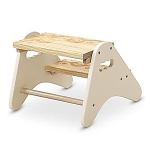 B. spaces by Battat – Step Stool for Kids – Ivory & Wood Stepping Stool for The Bedroom, Bathroom, Kitchen – Furniture for Toddlers – Peek-A-Boost – 2 Years + (BX2031C1Z)