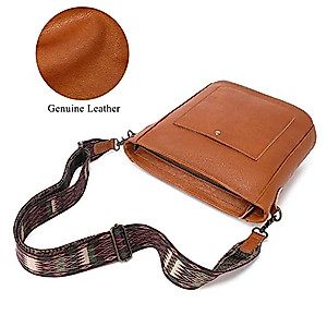 G-FAVOR Leather Crossbody Bag Leather Handbag for Women Brown Vegan Leather Designer Purse Shoulder Zipper Bag for Women