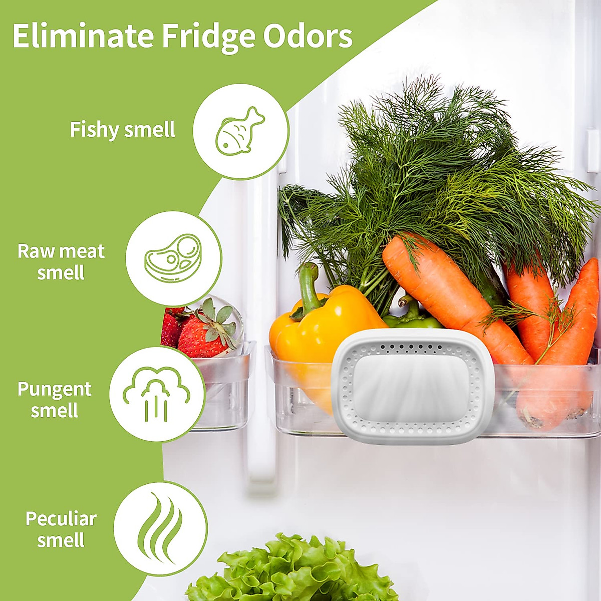 Mini Fridge Deodorizer, 2 Modes Refrigerator Odor Eliminator, Portable Rechargeable Deodorizer Reusable, Antifreeze Design Ozone Sterilizer for Fridge, Wardrobe, Cabinet, Car