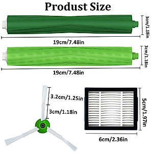 7 Pack Replacement Parts for iRobot Roomba i3 i3+ i4 i6 i6+ i7 i7+ i8 i8+/Plus E5 E6 E7 I,E &J Series Vacuum Cleaner, 1 Set Multi-Surface Rubber Brushes, 3 HEPA Filters, 3 Edge-Sweeping Brushes