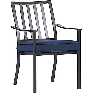 Mod Furniture Carter 7-Piece Modern Outdoor Patio Furniture Dining Set with All-Weather Aluminum Frames, 6 Padded Dining Chairs and 72"x40" Slat Table