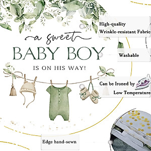 Rsuuinu Baby Shower Backdrop for Boys Greenery A Sweet Baby Boy is On The Way Photography Background Newborn Kids Boy Green Leaves Baby Shower Party Decorations Banner Supplies Photo Booth Props 7x5ft