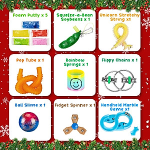 HelloJoy Christmas Pop Fidgets Advent Calendar 2024 for Boys Girls, 24 Days Countdown Calendar Push Pop Bubble Set Sensory Toys Pack for Kids Adult Teens, Xmas Party Favors Carnival Treasure Classroom Prizes