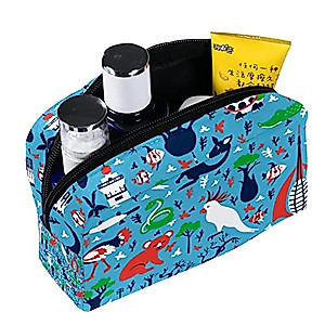 TBOUOBT Cosmetic Travel Bags, Makeup Case, Makeup Bag for Toiletries, Cartoon Animal Octopus Parrot Snake