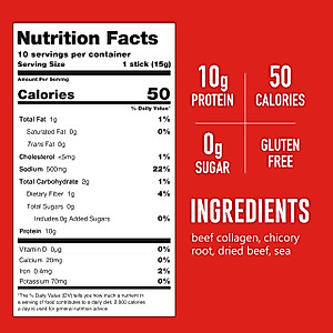 LonoLife Beef Bone Broth Sticks: 10g Protein, Keto Friendly - 10 Portable Servings