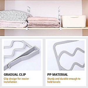 RUIPBOTE Plastic Closet Shelf Organizer Divider, Wave Wire Shelves Separator for Clothes, Bookshelf, Shelves, Wardrobe Storage and Organization (White Wave, 4)