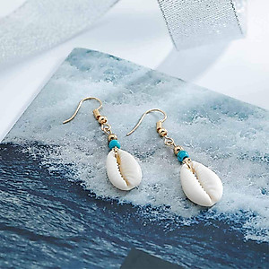 Olbye Cowrie Shell Earrings Turquoise Gold Earrings for Women Boho Earring Body Jewelry