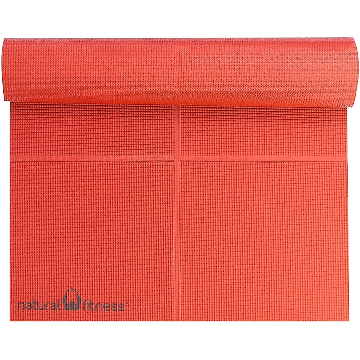 Natural Fitness ROAM 72" Folding Yoga Mat with Non-Slip Traction and Carry Bag to Protect and Keep Compact, 13 x 12.5 x 2.5, Red Rock