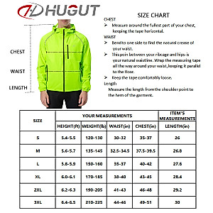 Men's Cycling Running Rain Jacket Lightweight Waterproof Biking Hiking Windbreaker Raincoat Reflective Packable