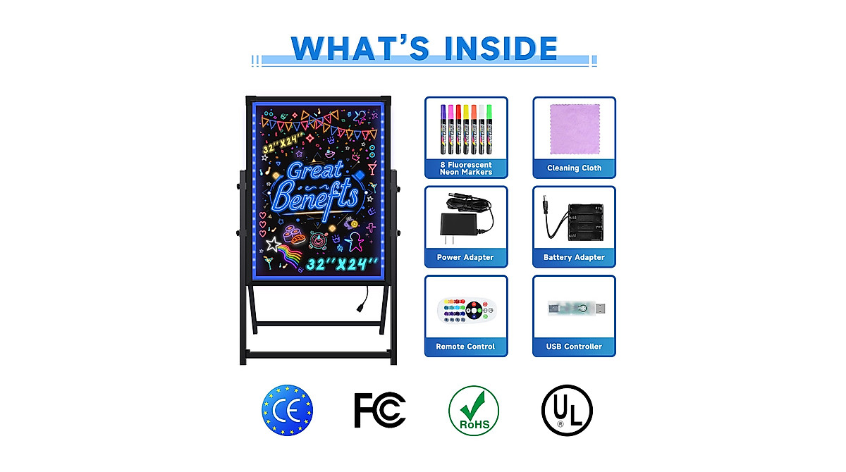 Hosim LED Message Board - Vibrant Neon Sign for Menus & Promotions