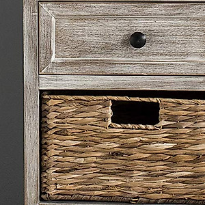 SAFAVIEH Home Collection Carrie White Wash/ Natural Wicker 3-Drawer Storage Nightstand Side Table (Fully Assembled)