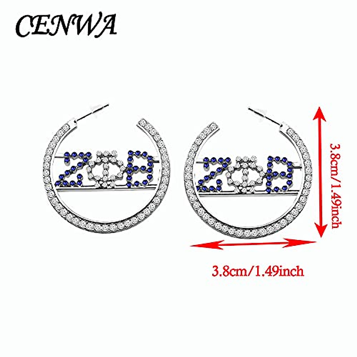 CENWA ZPB Rhinestone Drop Earring 1920 Greek Sorority Jewelry Gift for Finer Women(round- Earrings)