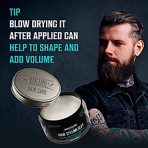 Viking Revolution Hair Styling Agent Hair Clay for Men - Matte - Clay Pomade for Men Hair Styling - Hair Putty for Men Hair Styling Cream High Hold Matte Finish (5.29oz)