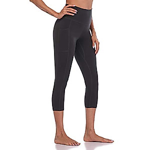 Colorfulkoala Women's High Waisted Yoga Capris 21" Inseam Leggings with Pockets (M, Charcoal Grey)