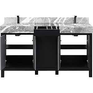 Lexora Home Zilara 60" Double Marble Top Bathroom Vanity with Gun Metal Faucet