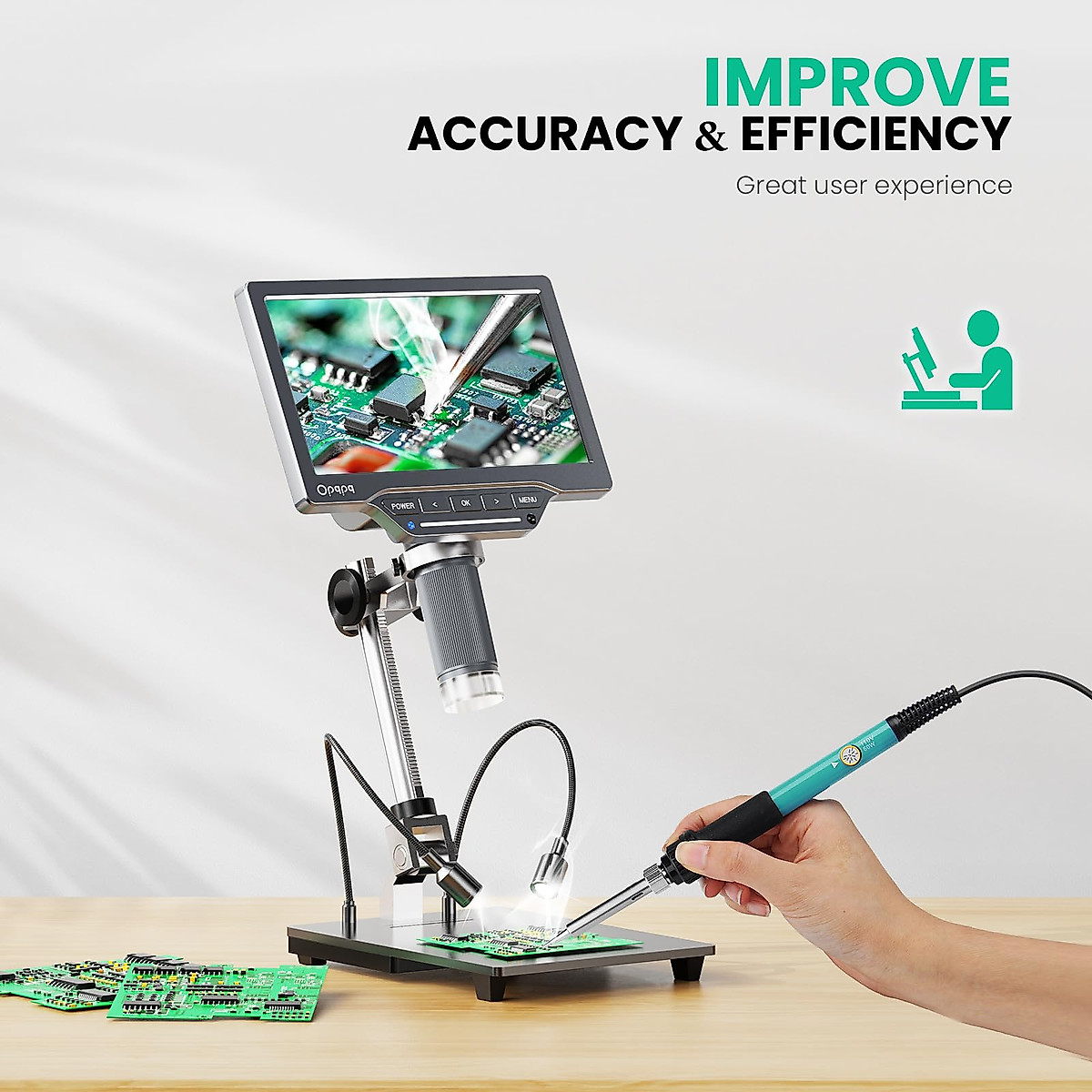 Opqpq 7" LCD Digital Micrscope, Coin Microscope for Error Coins, Coin Magnifier with Light & Screen for Collectors, Micro Soldering Microscope for Electronics Repair, Video Microscopes for Adults