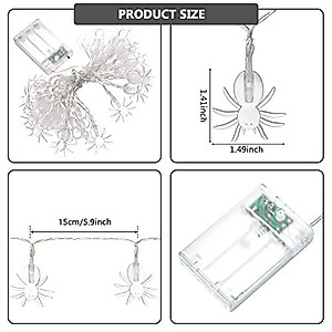 Halloween Spider Lights 30 LEDs Spider String Lights 9.8 Feet Battery Operated Purple Halloween String Lights 2 Modes Spooky Wall Decoration Lights for Halloween Window Porch Outdoor Indoor Decor