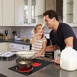 VBGK Electric Cooktop, 12 Inch Built-in Radiant Electric Stove Top,110V 2100W Electric burner with 2 Burners, 9 Heating Level, Timer & Kid Safety Lock, Sensor Touch Control 2 burner Induction Cooktop