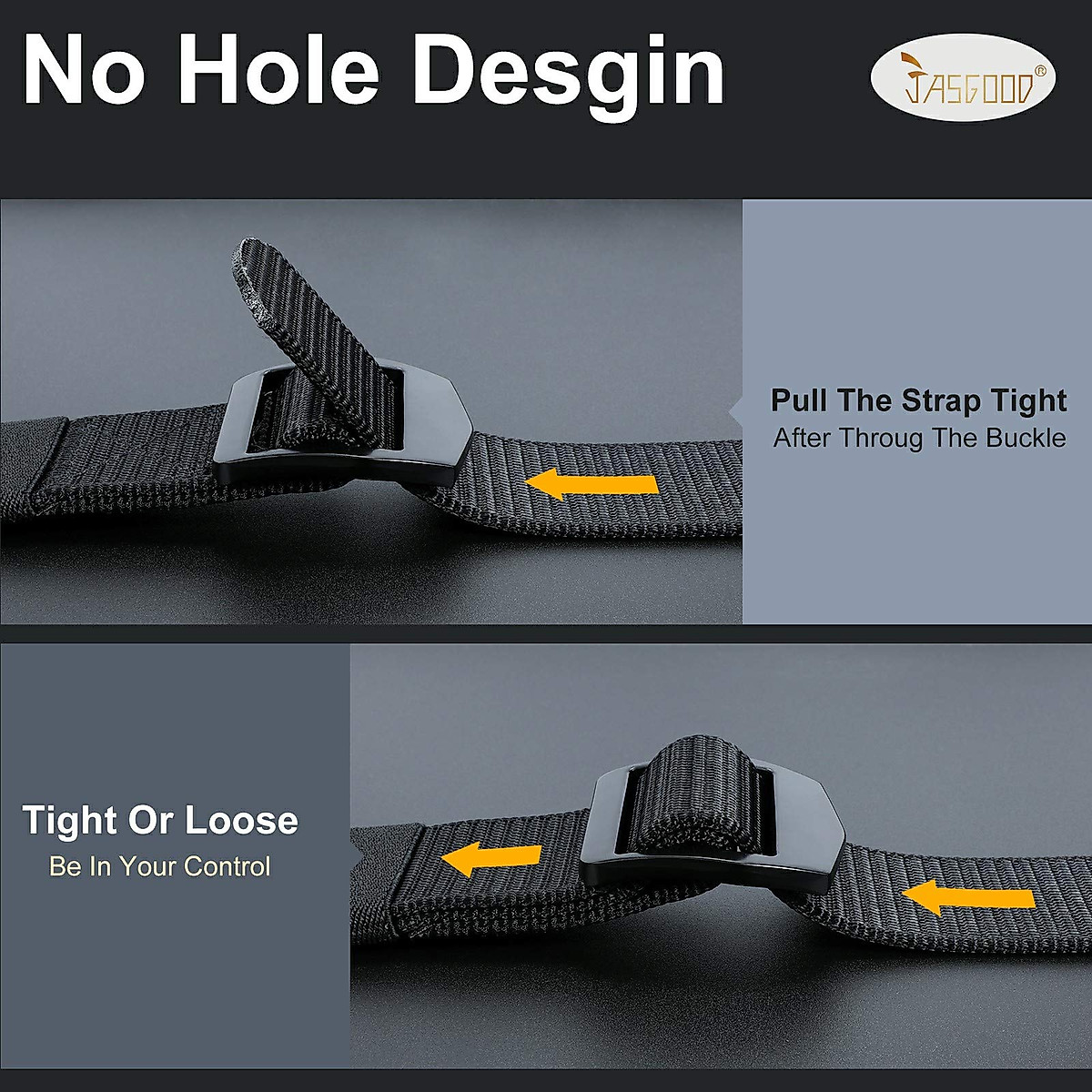 JASGOOD Tactical Heavy Duty Reinforced Nylon Belt for Men Adjustable Military Webbing Belt Strap with Metal Buckle (Pants Size Below 42 Inches, 2-Black)