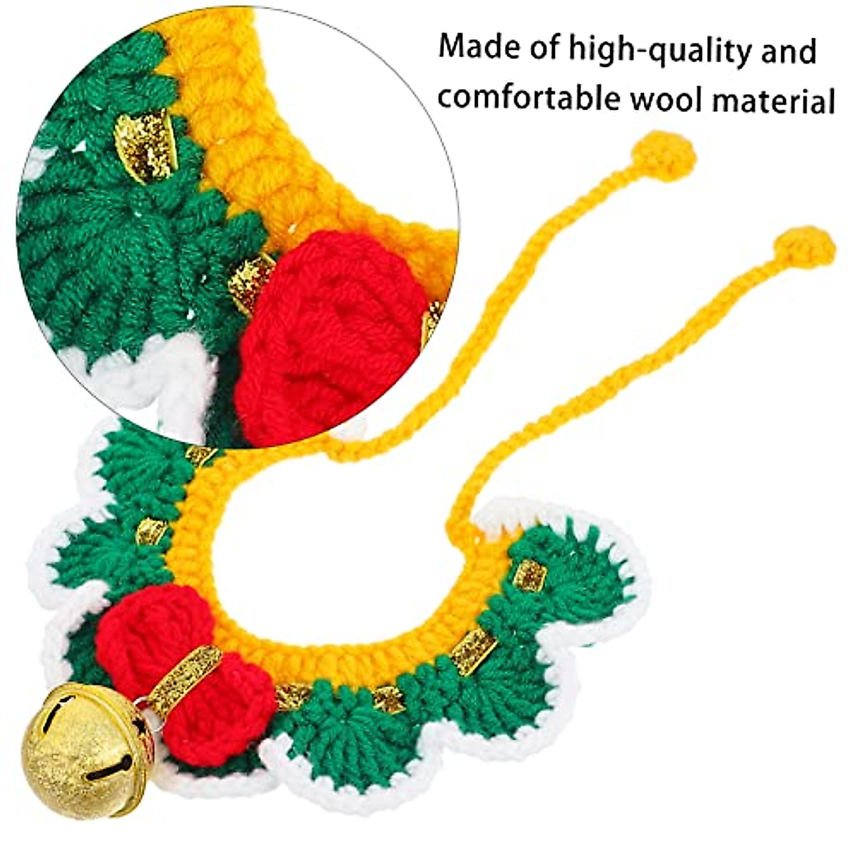 HONMEET 1pc Pet Woven Collar Ornament Ties Puppy Outfits Knitting Ornament Cat Knitted Scarf Cat Bandana Dogs Bell Bandanas Knitted Collar for Dog Cat Scarf Collar Pet Costume Accessory