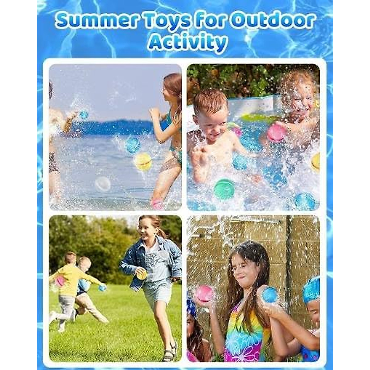 Reusable Water Bomb Balloons | Self Closing Soft Silicone Ball Bath Toy | Outdoor Water Splash Activity for Boys and Girls (6-pack)