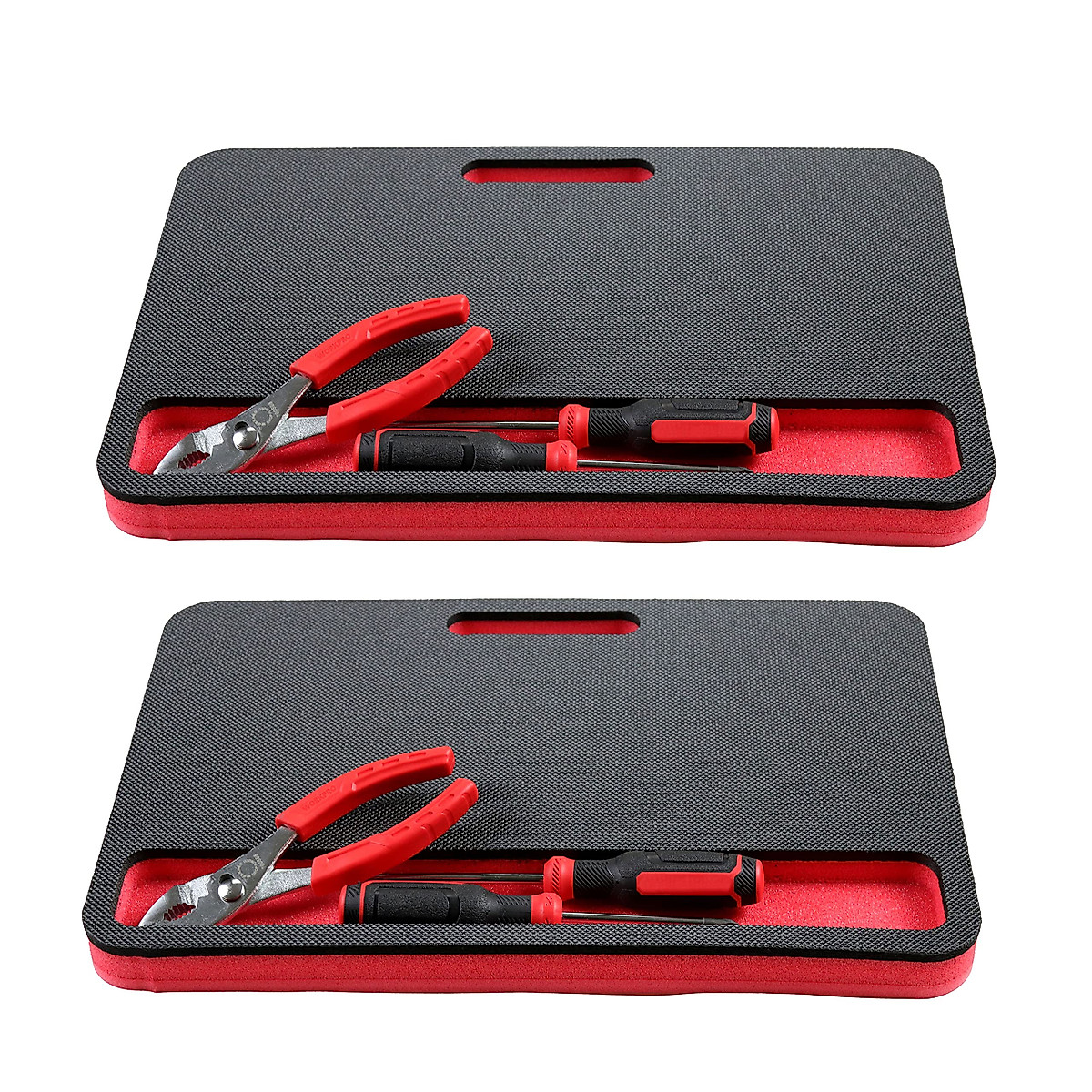 Polar Whale 2 Portable Knee Cushions Red and Black with Tool Pocket for Home Garden Work Automotive Workshop More Durable Thick Comfortable High Density Waterproof Foam 15 x 10 Inches Kneeling Pad