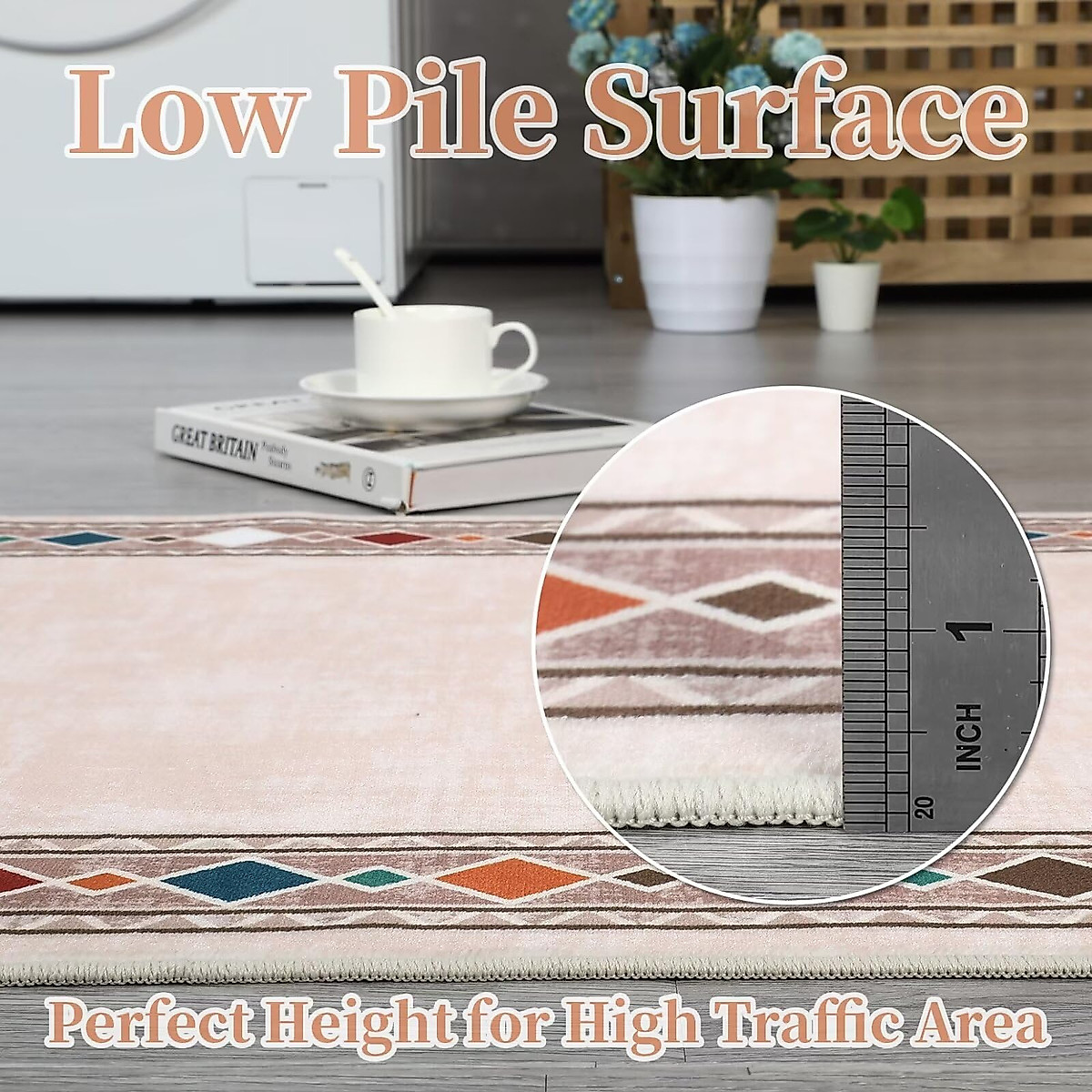 Fashionwu Area Rug 9x12 Non Slip Modern Rug Thin Machine Washable Rug No Shedding Large Rug with Low Pile for Living Room, Bedroom, Dining Room, Beige