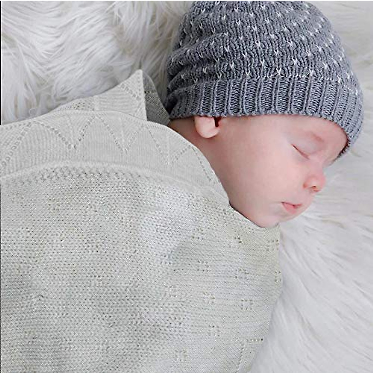 Swaddle Blanket - Baby Essentials | Baptism Christening Dedication Receiving Blankets Baby Wrap for Infant Newborns - Newborn Essentials Must Haves - 100% Viscose Shawls, 80 x 110 cm - White