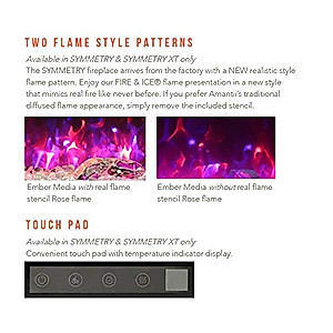 Amantii Symmetry Extra Tall Built-In Electric Fireplace with Black Steel Surround and ICE Media (SYM-34-XT-Fi-109-Diamond), 34-Inches