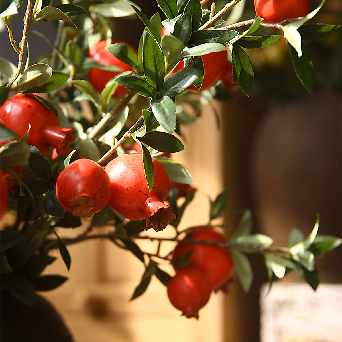 Okngr Artificial Pomegranate Branch, 3pcs Artificial Rosehip Berries 31.5inch Fake Berries Decor Simulation Pomegranate Bouquet Artificial Branches Winter Decorative for Home, Holiday Decoration