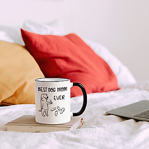 Maustic Dog Mom Gifts for Women, Best Dog Mom Ever Mug, Dog Mom Mothers Day Christmas Birthday Gifts, Best Dog Mom Gifts, Dog Lovers Gifts for Women, Funny Dog Mom Mug Cup Ceramic 11 Oz