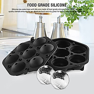 Ice Cube Trays Silicone, Sphere Ice Ball Maker with Lid for Whiskey and Cocktails & Bourbon, Reusable and BPA Free 1 Pack (7 ball ice tray)