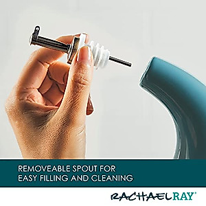 Rachael Ray 48467 Ceramic EVOO Oil and Vinegar Dispensing Bottle with Spout, 24 Ounce - Agave Blue