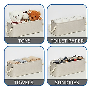 Temary Storage Baskets for Shelves 2PCs Extra Large Baskets for Blankets, Collapsible Storage Basket Cloth Baskets for Organizing, Fabric Basket for Nursery, Home (Beige, 17Lx12Wx15H Inches)