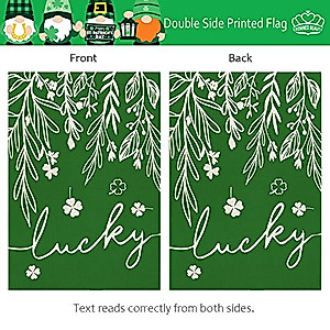 CROWNED BEAUTY St Patricks Day Garden Flag 12x18 Inch Double Sided for Outside Small Burlap Green Floral Shamrocks Clovers Lucky Yard Holiday Decoration CF733-12