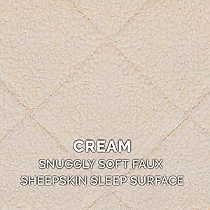 Furhaven X-Small Dog Bed Sherpa Fleece Bolster Crate Pad, Washable - Cream, Extra Small