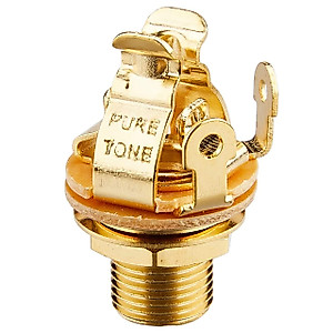 Pure Tone Multi-Contact 1/4 inch Mono Output Jack | Gold | Dual Tension Grounds & Dual Positive Tips for Optimal Signal, Tone & Lowest Possible Noise