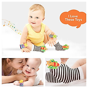 Baby Infant Rattle Socks Toys, Wrist Rattles and Foot Finders for Baby Boy or Girl - New Baby Gift Infant Toys