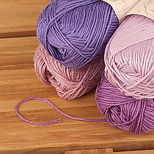 JubileeYarn Bamboo Cotton Sport Yarn - 50g/Skein - Shades of Purple - 4 Skeins