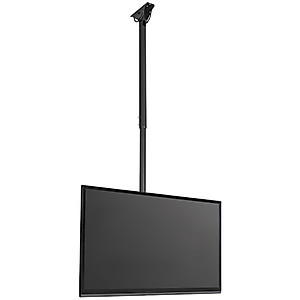 Displays2go SLC3770LBK Ceiling Mount for TV Monitors 37 to 70 Inch, Swiveling & Tilts, Telescoping, Black Steel