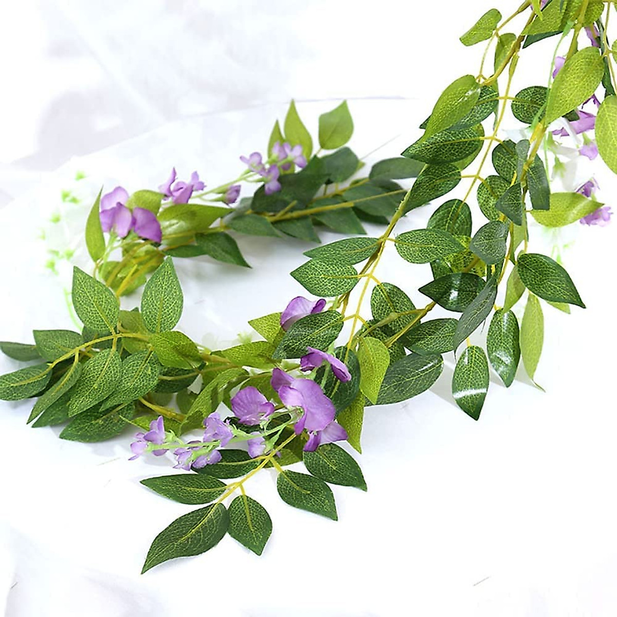 Wisteria Garland 5pack 33Ft Artificial Fake Wisteria Vine Hanging Flowers Fake Vines Plants (Purple)