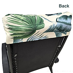 Srutirbo Waterproof Patio Lounge Chair Cushion, Indoor Outdoor Floral Printed Sun Lounger Pad Replacement with Ties, Rocking Chair Sofa Cushion Non-Slip High Back Chair Cushions, 66 Inch (Black)