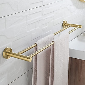 FCMLD Brushed Towel Racks Double Bar Stainless Steel Bathroom Accessories Wall Mounted