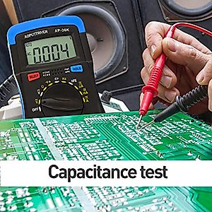 Digital Multimeter AP-36K 4000 Counts multimeter for Voltmeter Ammeter Ohmmeter with Test Leads Data Hold and Backlight LCD for DC/AC Resistance Diodes Transistor Buzzer Continuity