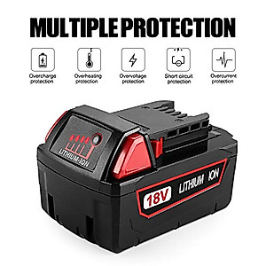 2Pack 6500mAh 48-59-1850 Replacement 18V Milwaukee M18 Battery 18Volt XC M18 48-11-1815 48-11-1820 48-11-1850 48-11-1860 Batteries with 48-59-1812 M12/M18 Milwaukee Battery Charger kit 48-11-2420