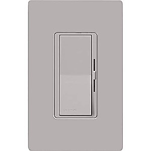 Lutron Diva LED+ Dimmer Switch for Dimmable LED, Halogen and Incandescent Bulbs, Single-Pole or 3-Way, DVCL-153P-GR, Gray & Claro On/Off Switch, 15-Amp, Single-Pole, CA-1PS-GR, Gray