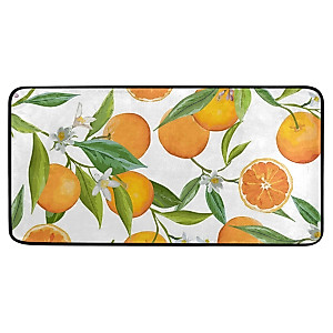 Orange Fruits Flowers Kitchen Mat Rugs Cushioned Chef Soft Non-Slip Floor Mats Washable Doormat Bathroom Runner Area Rug Carpet