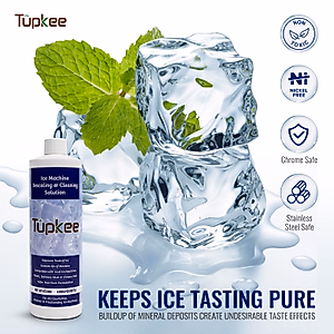 Tupkee Ice Machine Cleaner and Descaler - 16 fl oz, Nickel Safe Ice Maker Cleaner - Compatible with All Major Brands (Scotsman, KitchenAid, Affresh) - Made in USA